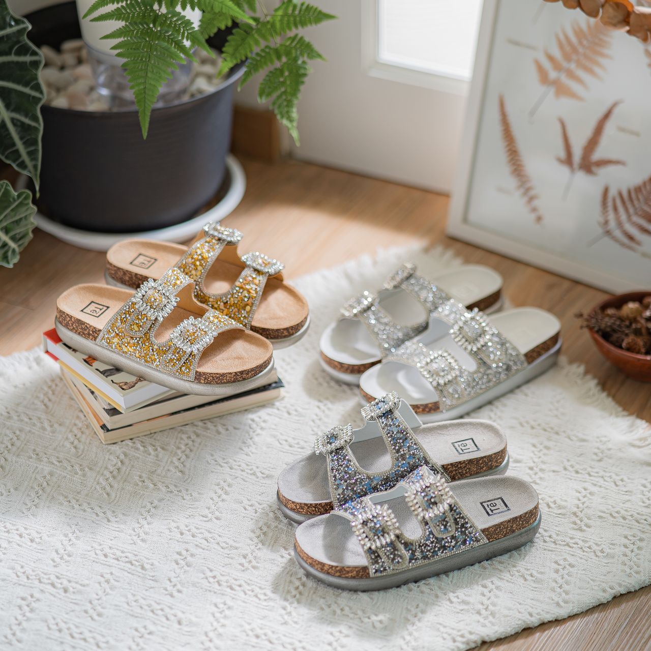 Square Buckle Diamonds Sandals 石钻方扣拖